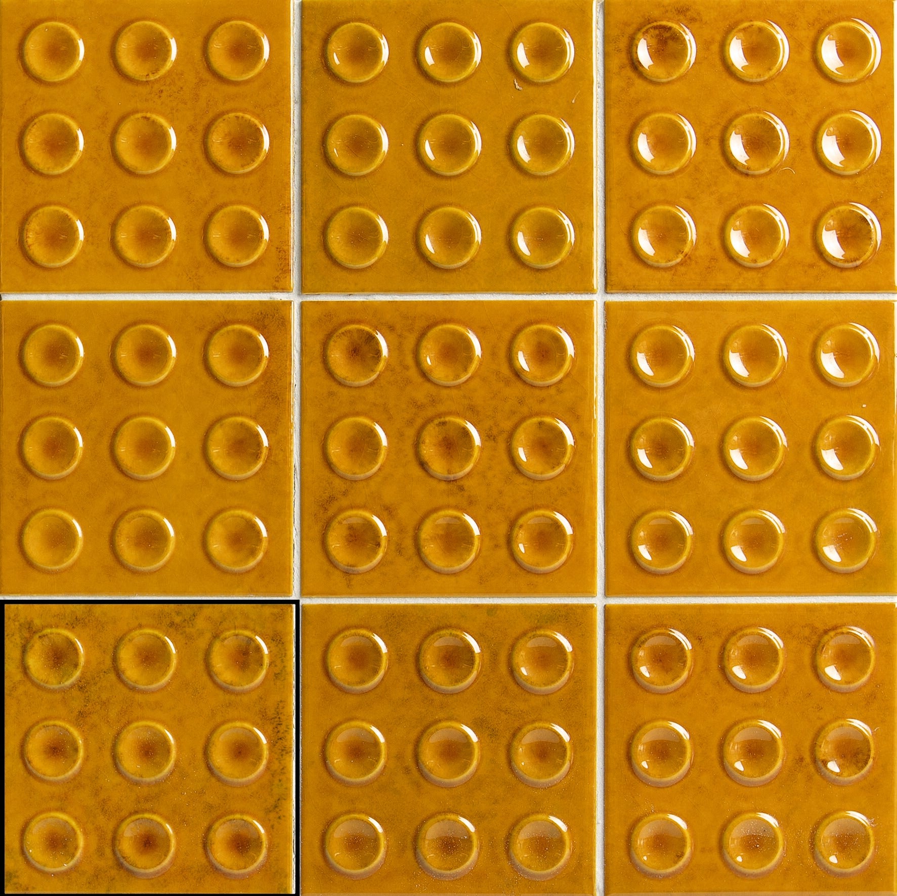 Bubble 4x4 Square Golden Yellow Ceramic Tiles - box - Cemento Collection