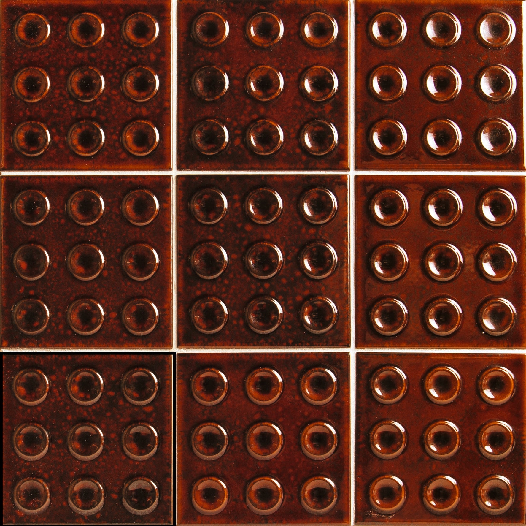 Bubble 4x4 Square Saffron Red Ceramic Tiles - Cemento Collection