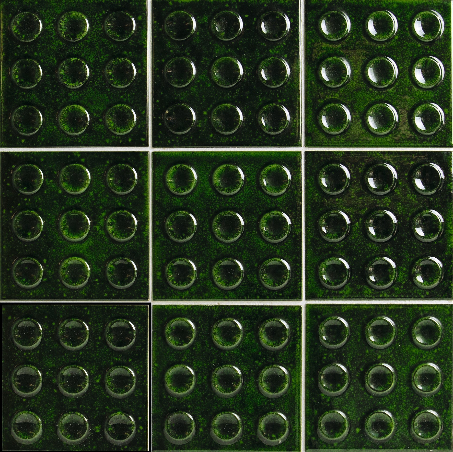 Bubble 4x4 Square Alpine Green Ceramic Tiles - Cemento Collection