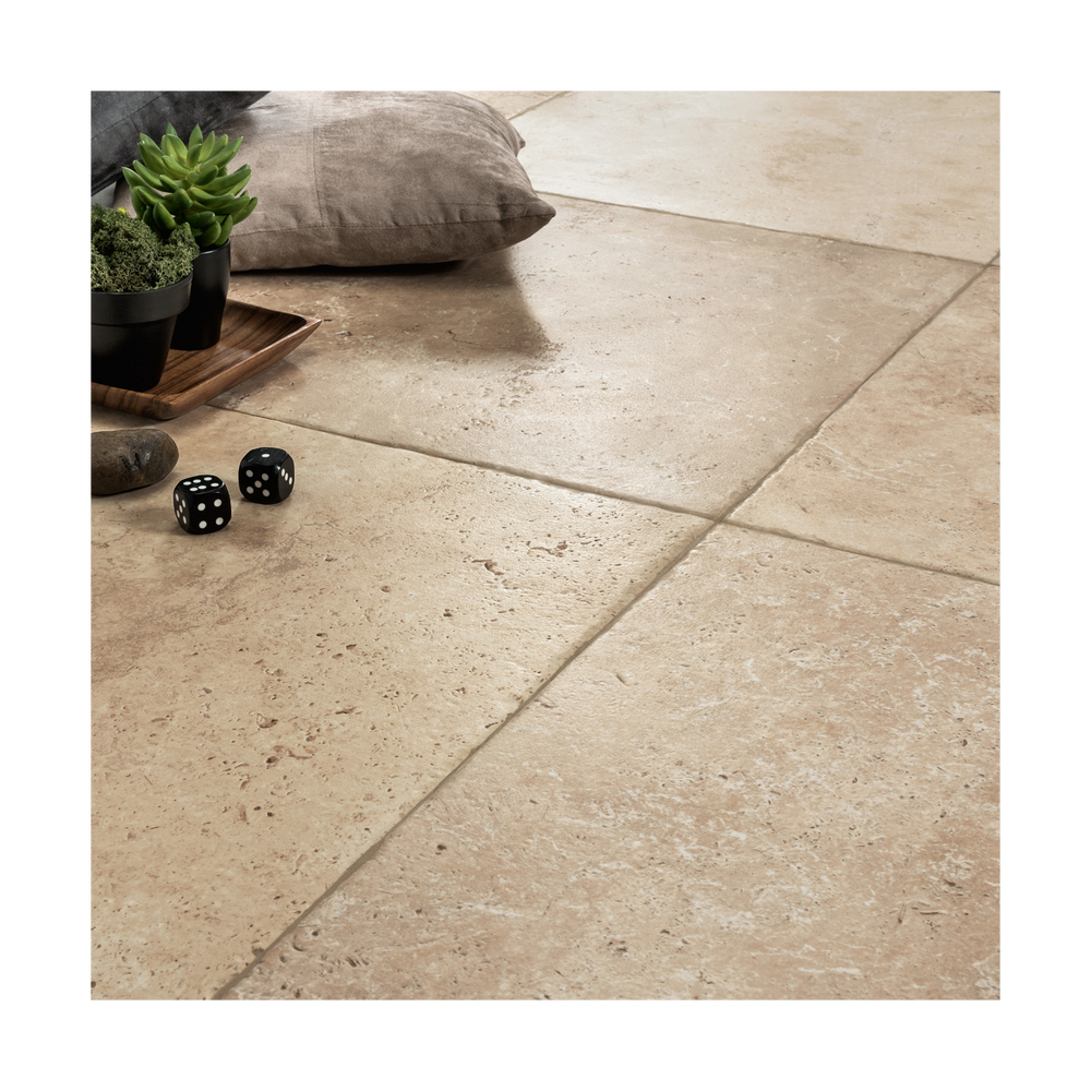 Travertine Tumbled Ivory 8x8 Porcelain Tile - Cemento Collection