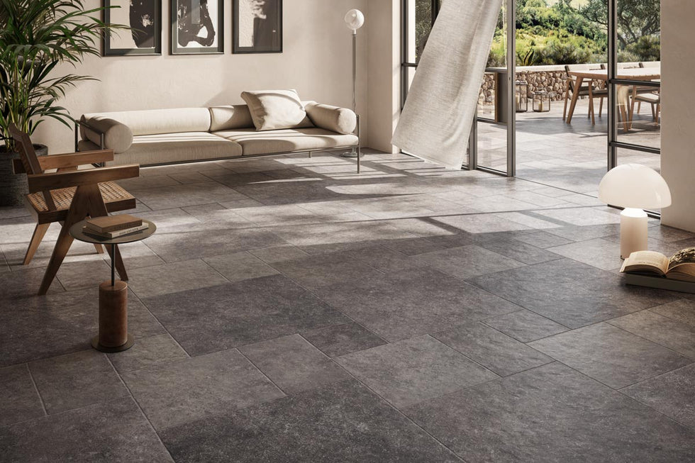 Belgian Bluestone Tumbled Naturalle Porcelain Tile 12x20 | Cemento ...
