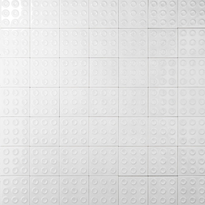 White Ceramic Tile 4x4 Square - Cemento Collection