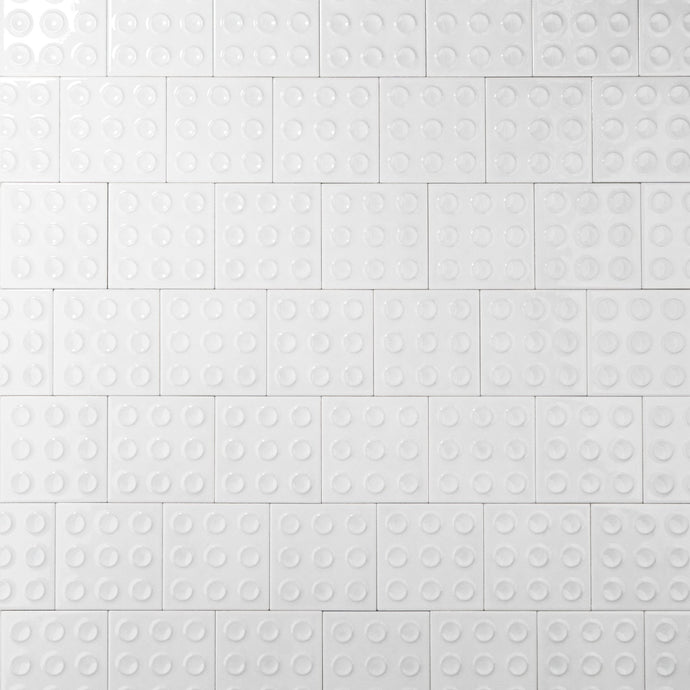 White Ceramic Tile 4x4 Square - Cemento Collection