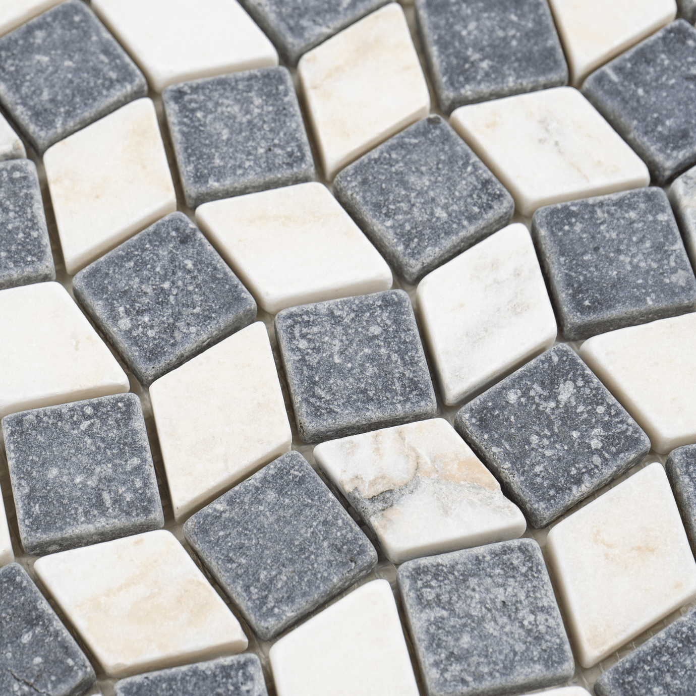 Dizzy Belgian Bluestone with Calacatta Viola Marble Tumbled Mosaic Tile ...