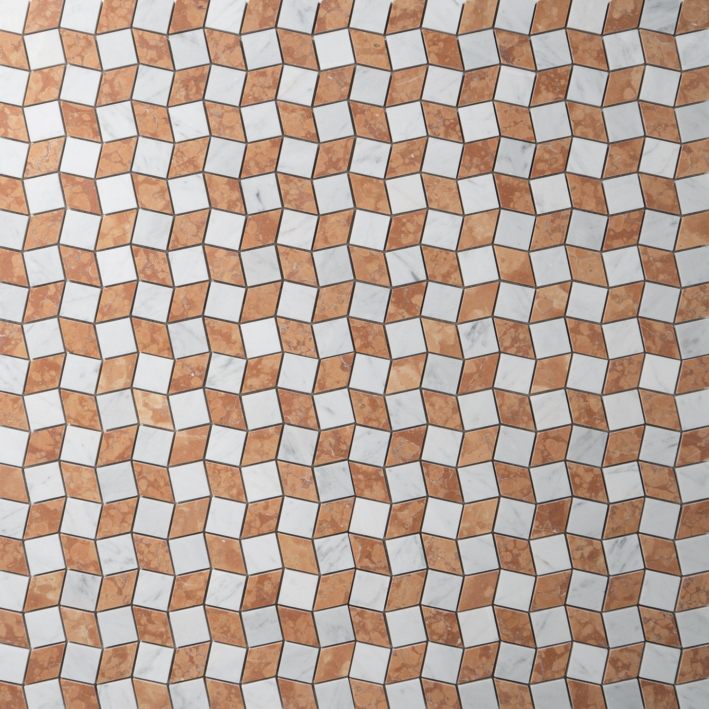 Dizzy Rosso Verona with Carrara Marble Honed Mosaic Tile | Cemento ...