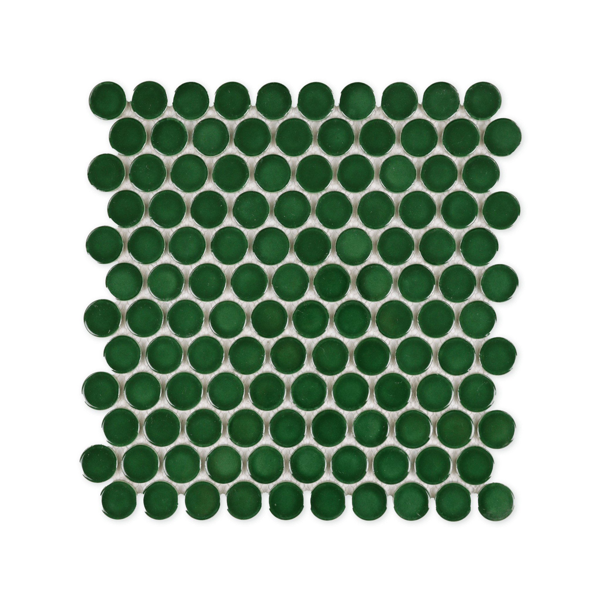 Emerald Green Glossy Jumbo Penny Round Mosaic Tile | Cemento Collection ...