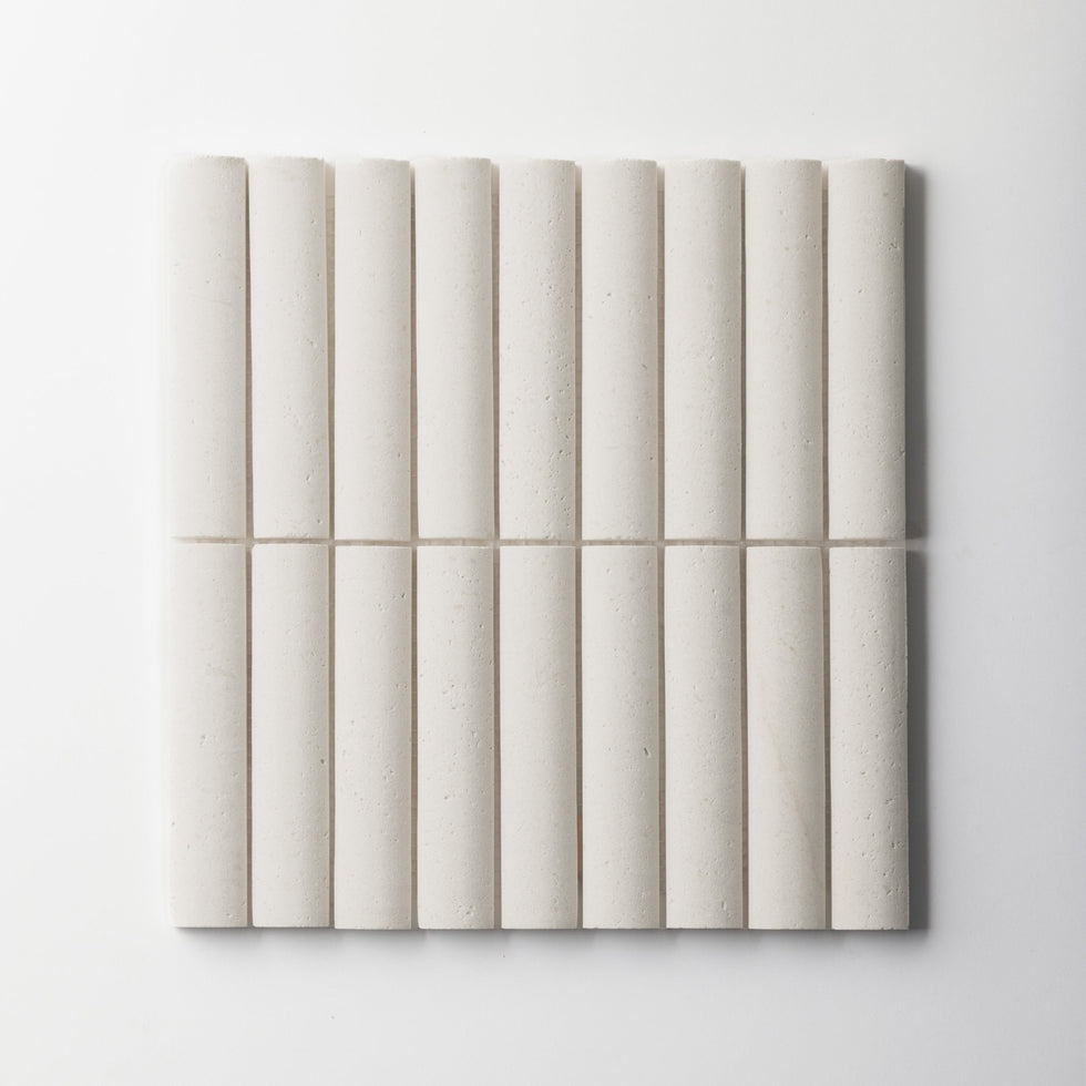 Fluted Beige Limestone Honed Mosaic Tile | Cemento Collection - Cemento ...