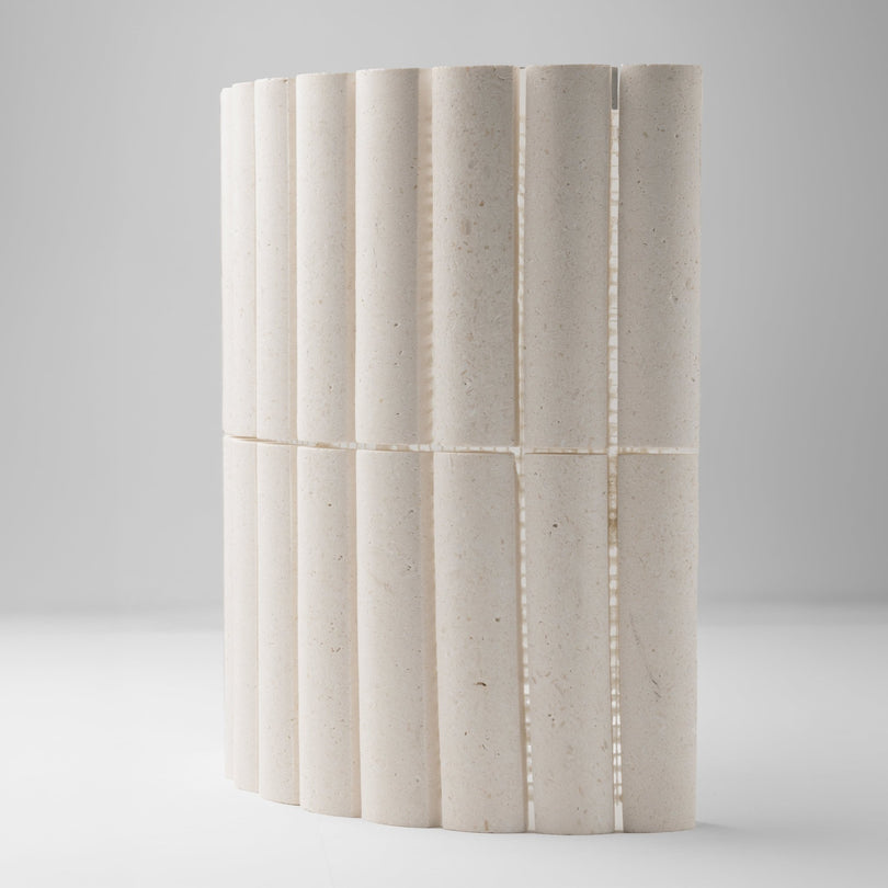 Fluted Beige Limestone Honed Mosaic Tile | Cemento Collection - Cemento ...
