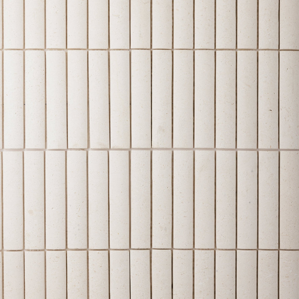 Fluted Beige Limestone Honed Mosaic Tile | Cemento Collection - Cemento ...