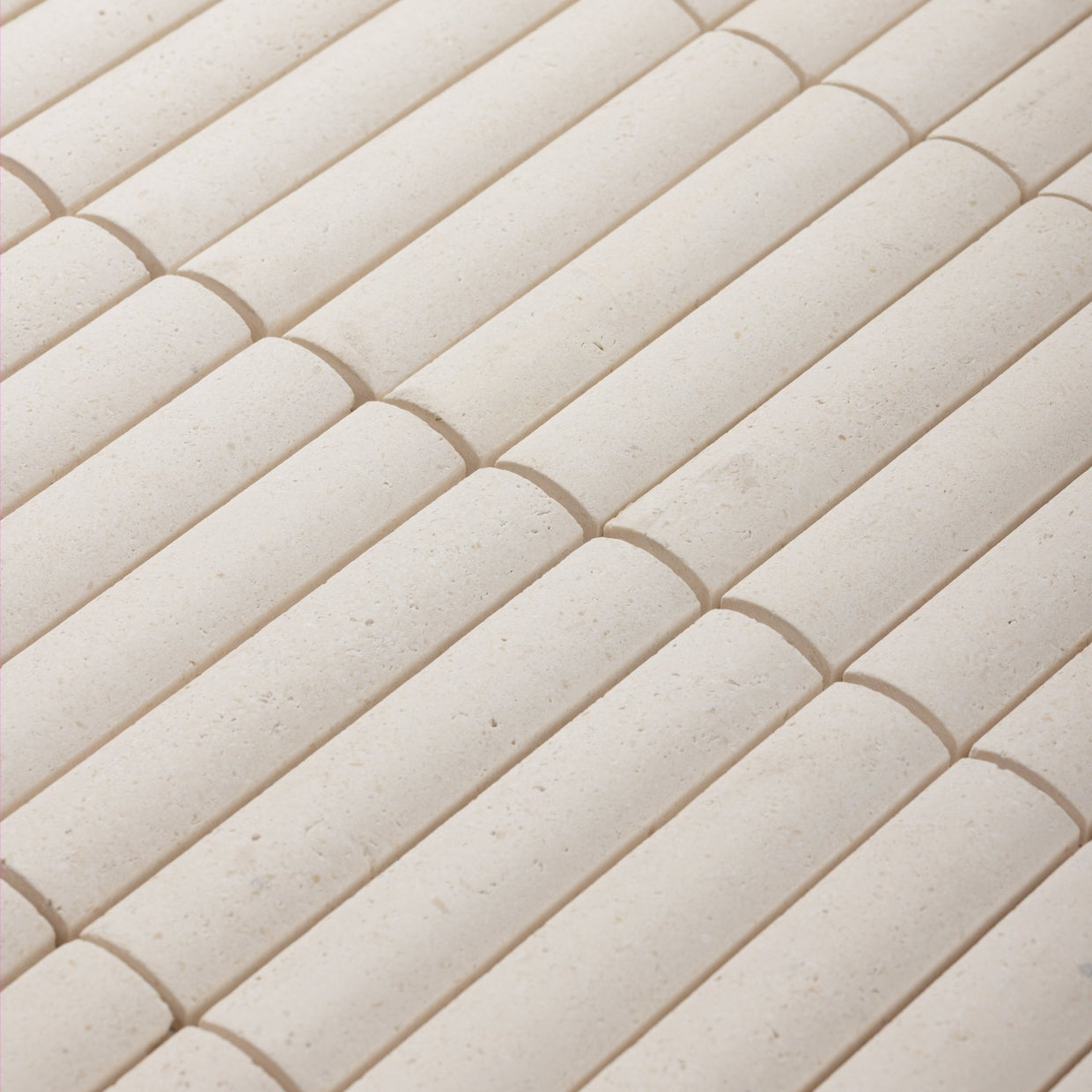 Fluted Beige Limestone Honed Mosaic Tile | Cemento Collection - Cemento ...