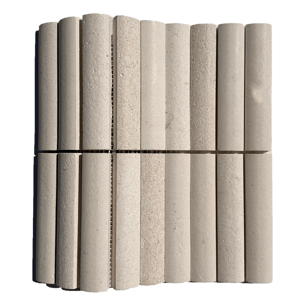 Fluted Beige Limestone Honed Mosaic Tile | Cemento Collection - Cemento ...