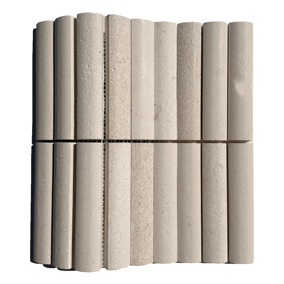 Fluted Beige Limestone Honed Mosaic Tile | Cemento Collection - Cemento ...