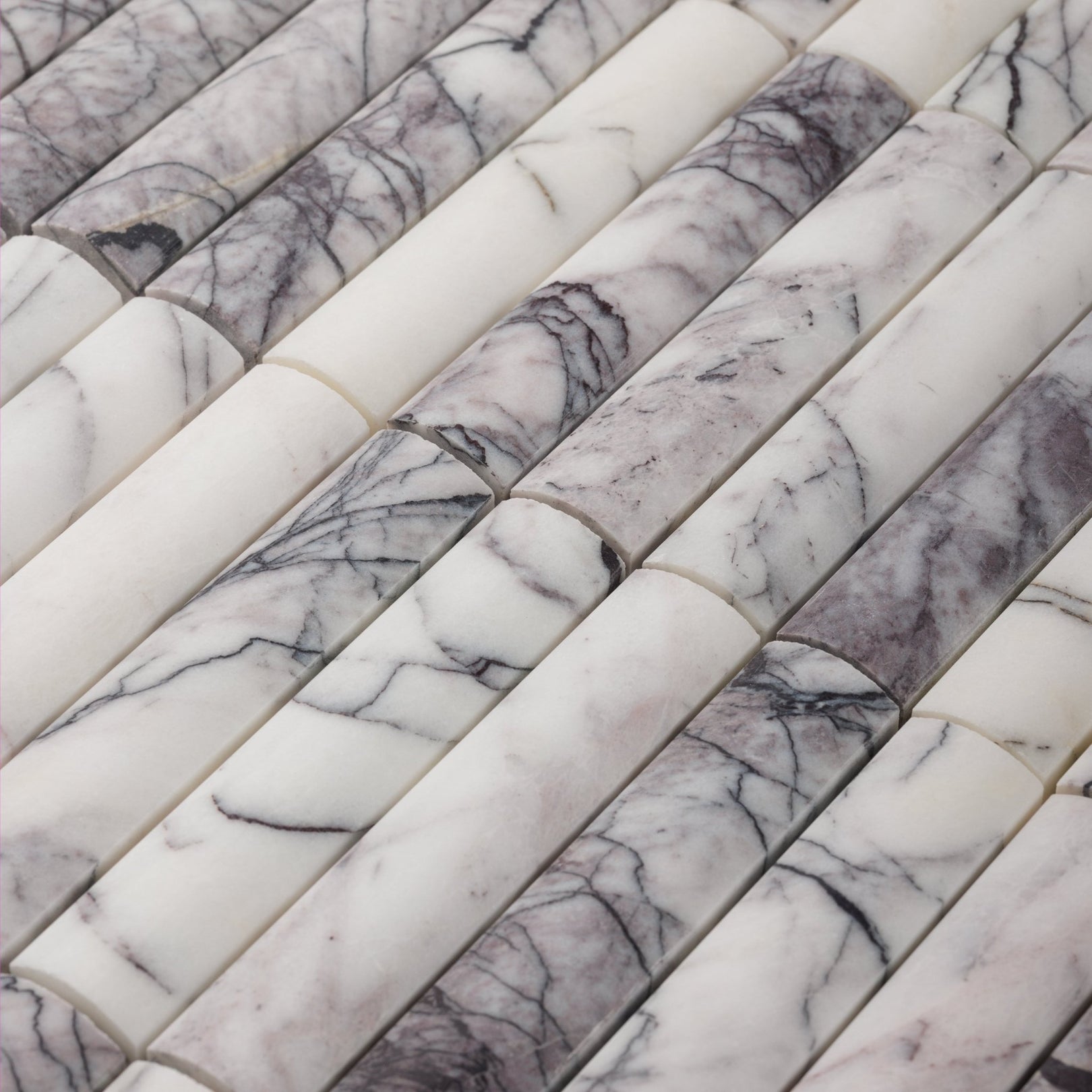 Fluted Lilac Marble Honed Mosaic Tile | Cemento Collection - Cemento ...
