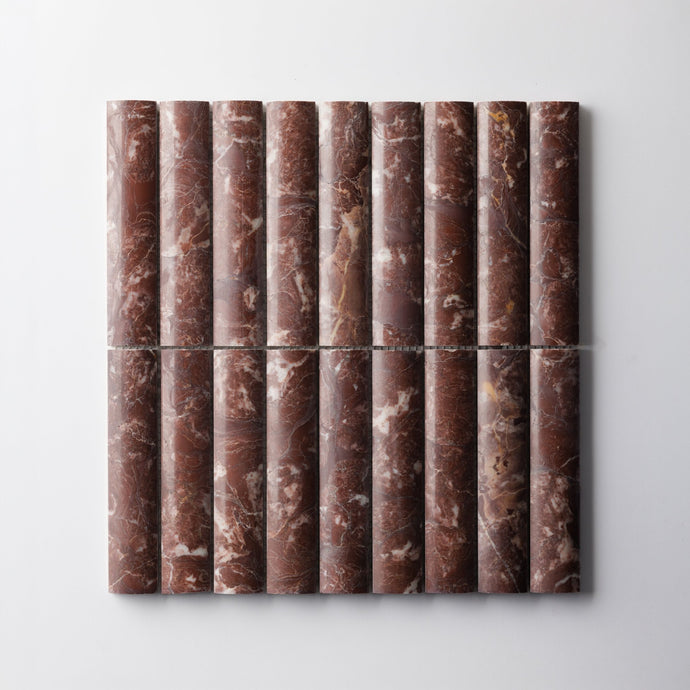 Fluted Red Ravel Marble Polished Mosaic Tile | Cemento Collection ...