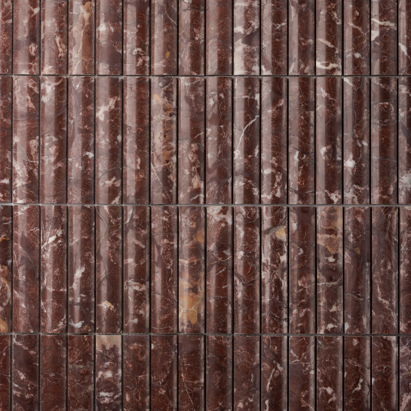 Fluted Red Ravel Marble Polished Mosaic Tile | Cemento Collection ...