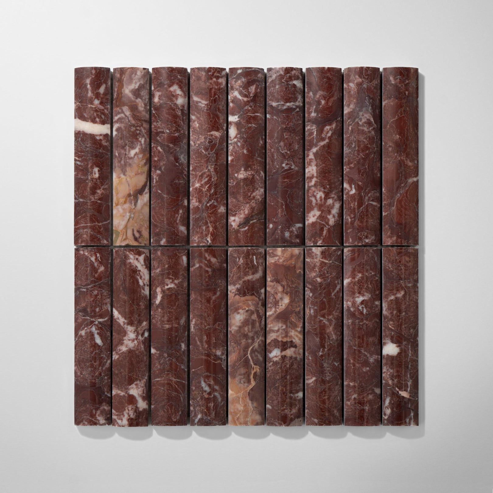 Fluted Red Ravel Marble Polished Mosaic Tile | Cemento Collection ...