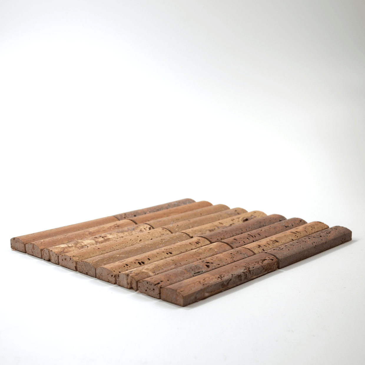 Fluted Red Travertine Honed Mosaic Tile | Cemento Collection - Cemento ...