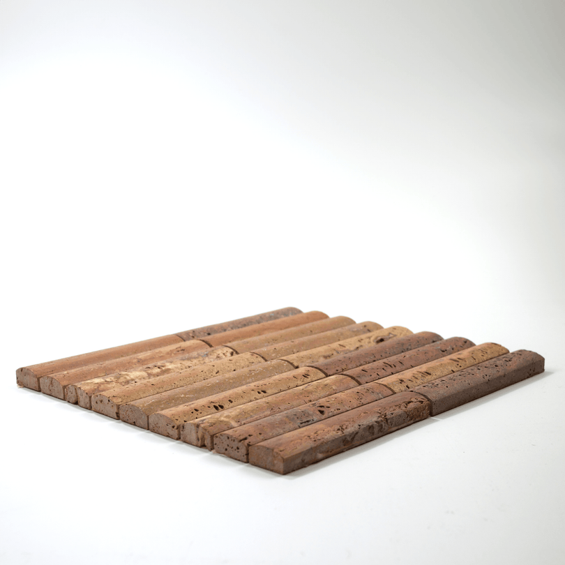 Fluted Red Travertine Honed Mosaic Tile | Cemento Collection - Cemento ...
