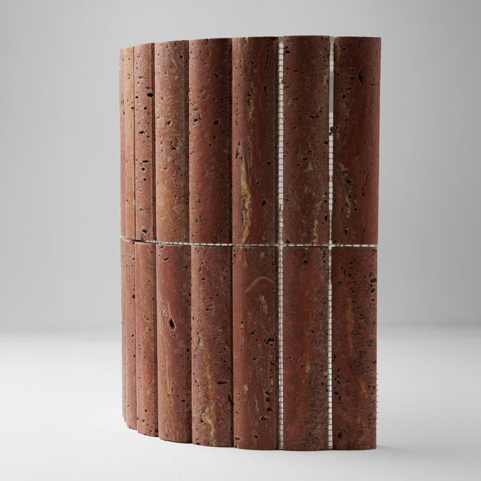Fluted Red Travertine Honed Mosaic Tile | Cemento Collection - Cemento ...