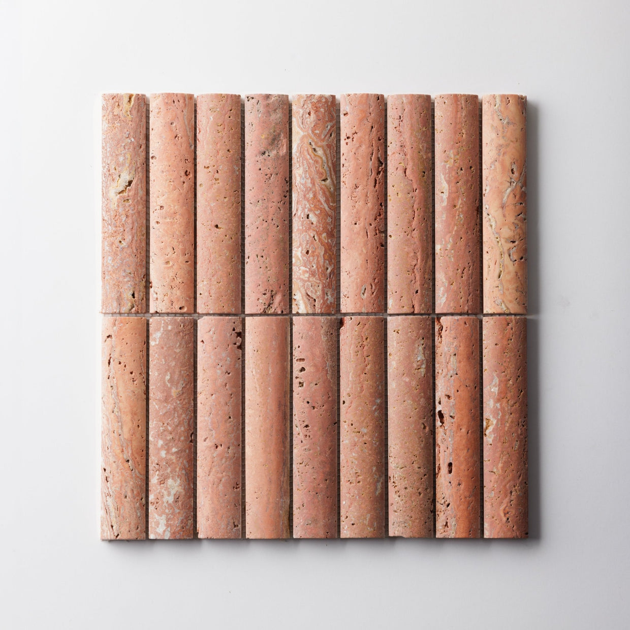Fluted Red Travertine Honed Mosaic Tile | Cemento Collection - Cemento ...