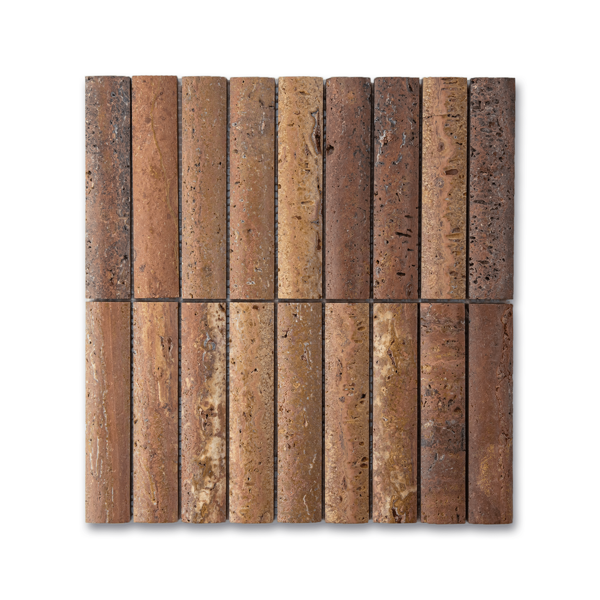 Fluted Red Travertine Honed Mosaic Tile | Cemento Collection - Cemento ...