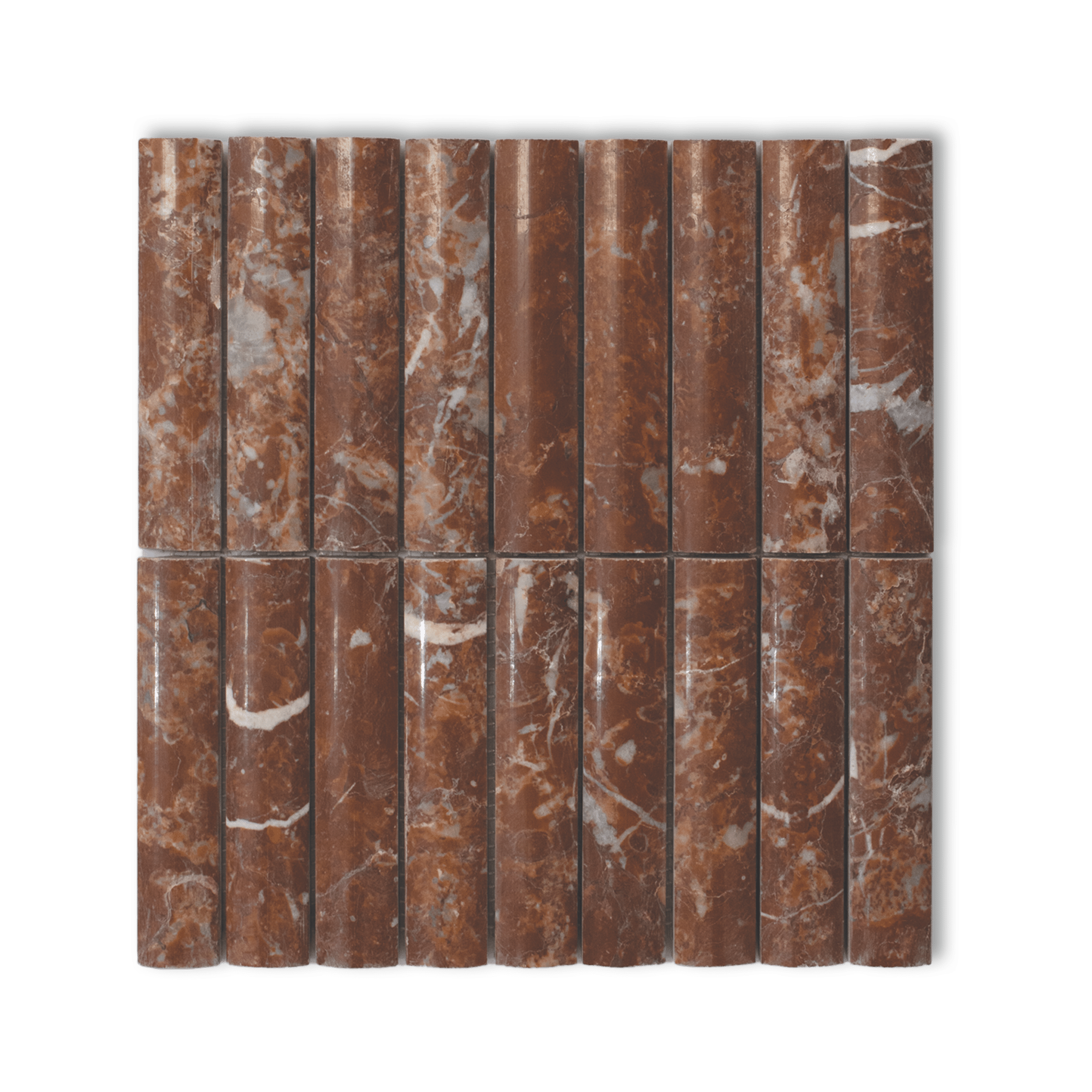 Fluted Rojo Alicante Marble Polished Mosaic Tile | Cemento Collection ...