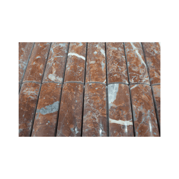 Fluted Rojo Alicante Marble Polished Mosaic Tile | Cemento Collection ...