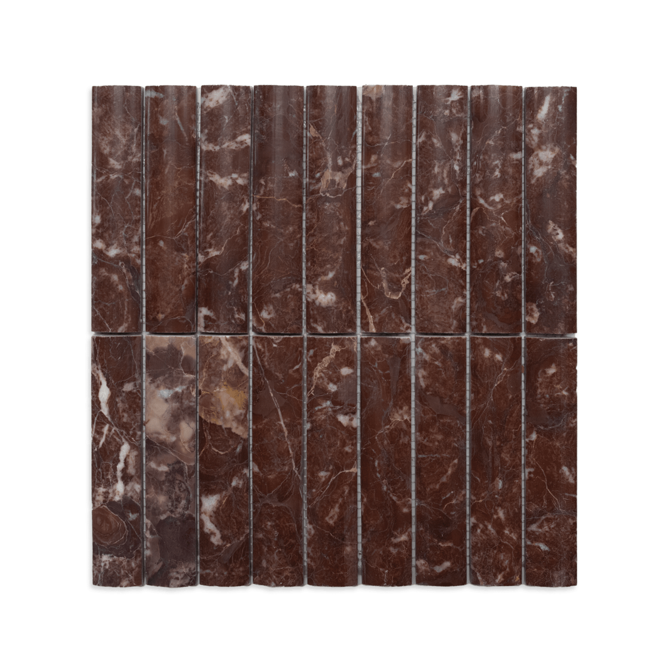 Fluted Rosso Levanto Marble Polished Mosaic Tile | Cemento Collection ...