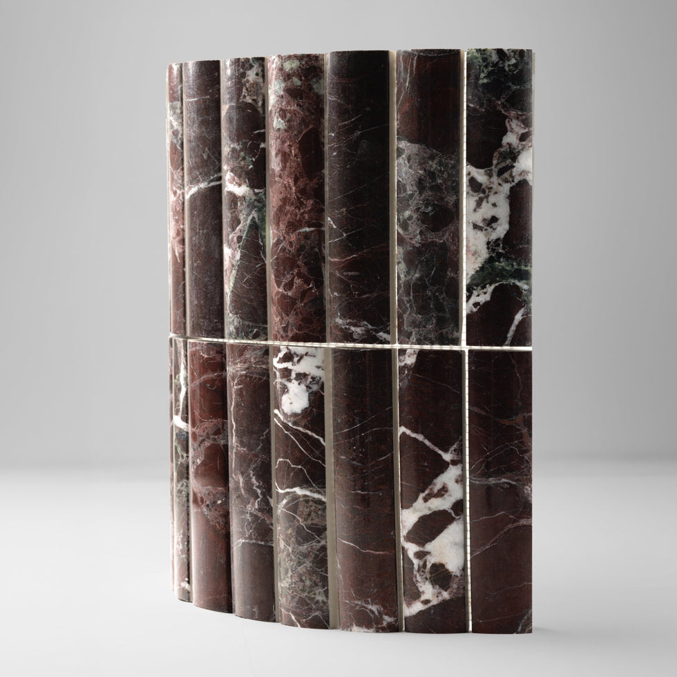 Fluted Rosso levanto Marble Polished Mosaic Tile | Cemento Collection ...