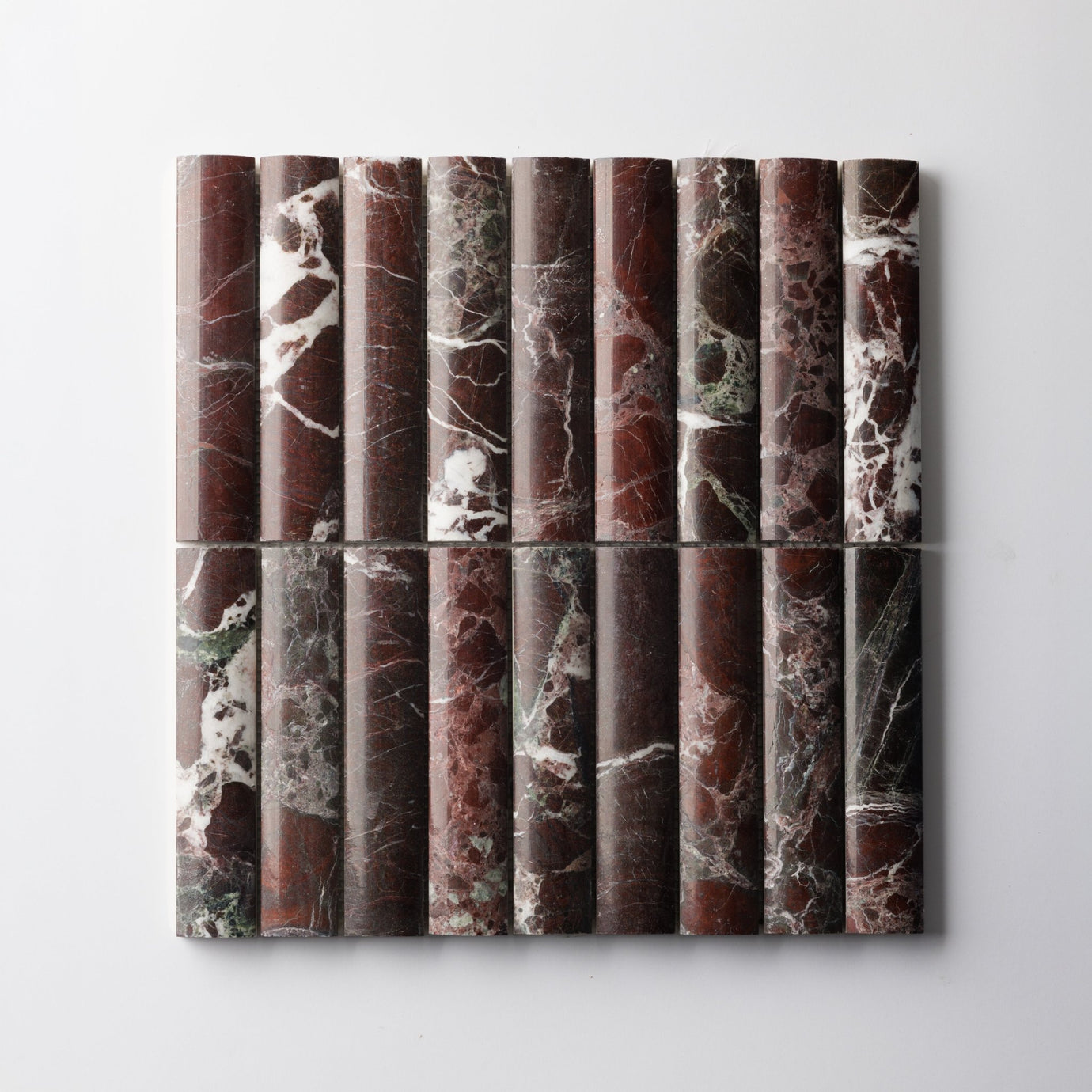 Fluted Rosso levanto Marble Polished Mosaic Tile | Cemento Collection ...