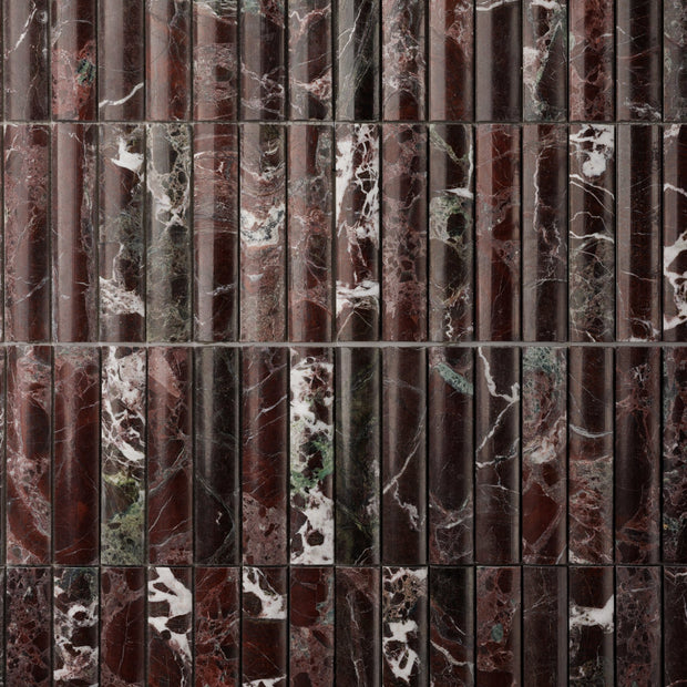 Fluted Rosso levanto Marble Polished Mosaic Tile | Cemento Collection ...