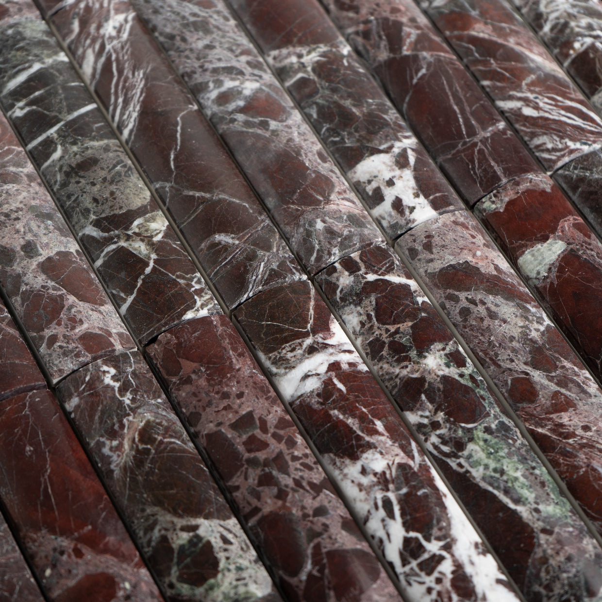 Fluted Rosso levanto Marble Polished Mosaic Tile | Cemento Collection ...