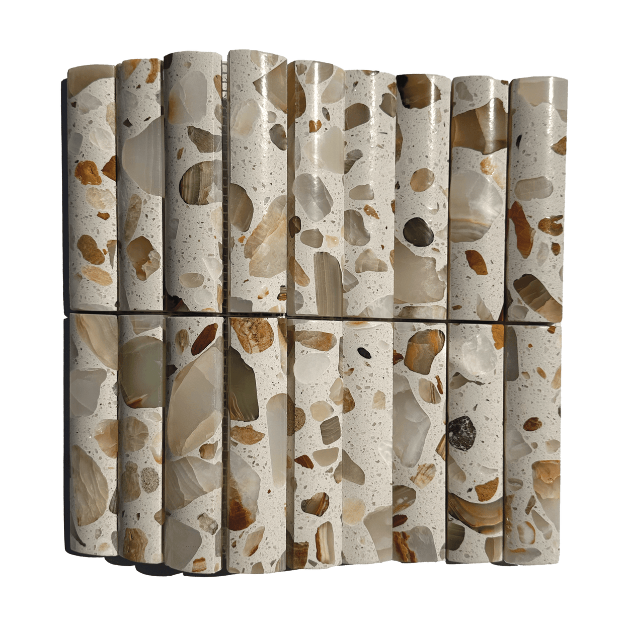 Fluted Tropical Sand Terrazzo Mosaic Tile | Cemento Collection - Cemento Collection