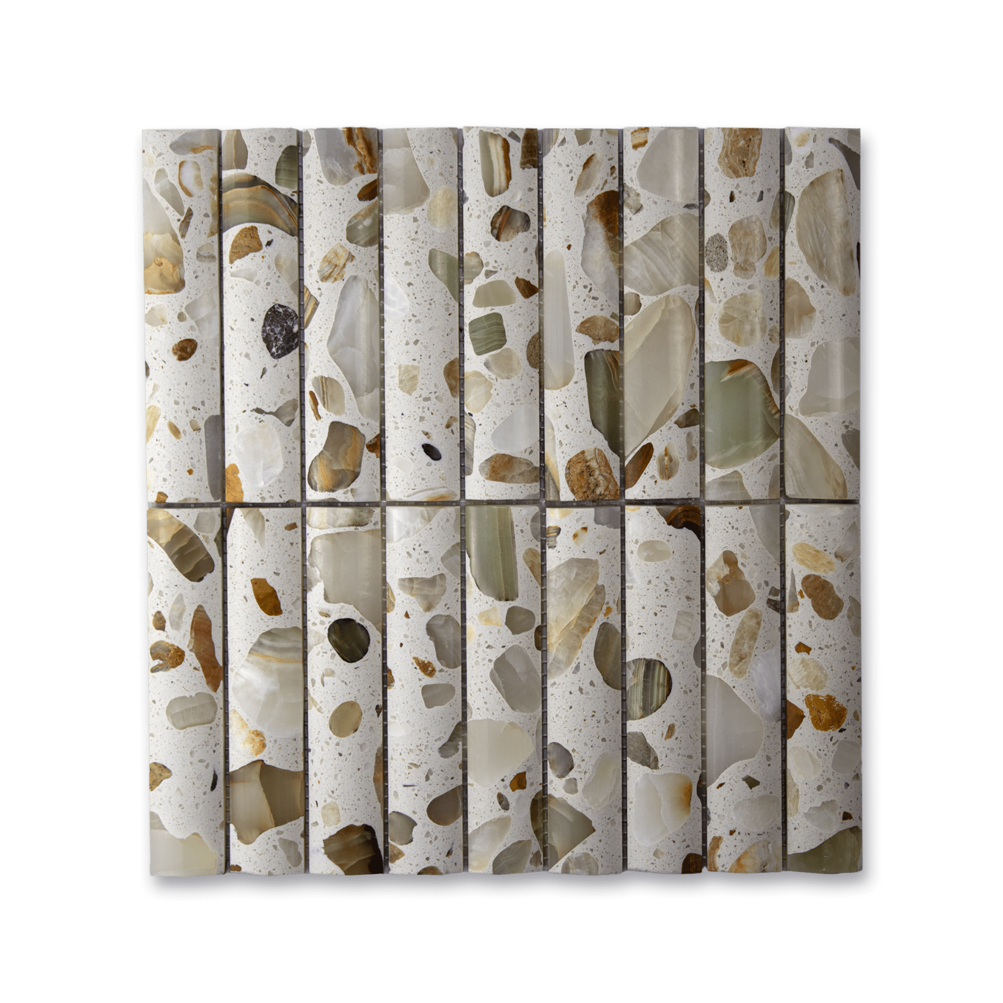 Fluted Tropical Sand Terrazzo Mosaic Tile | Cemento Collection ...