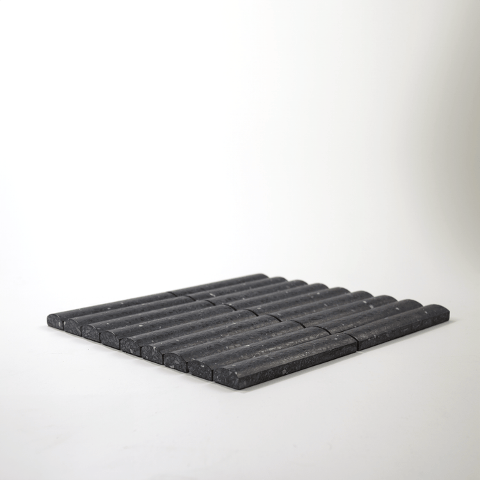 Fluted Volcano Black Terrazzo Mosaic Tile | Cemento Collection ...