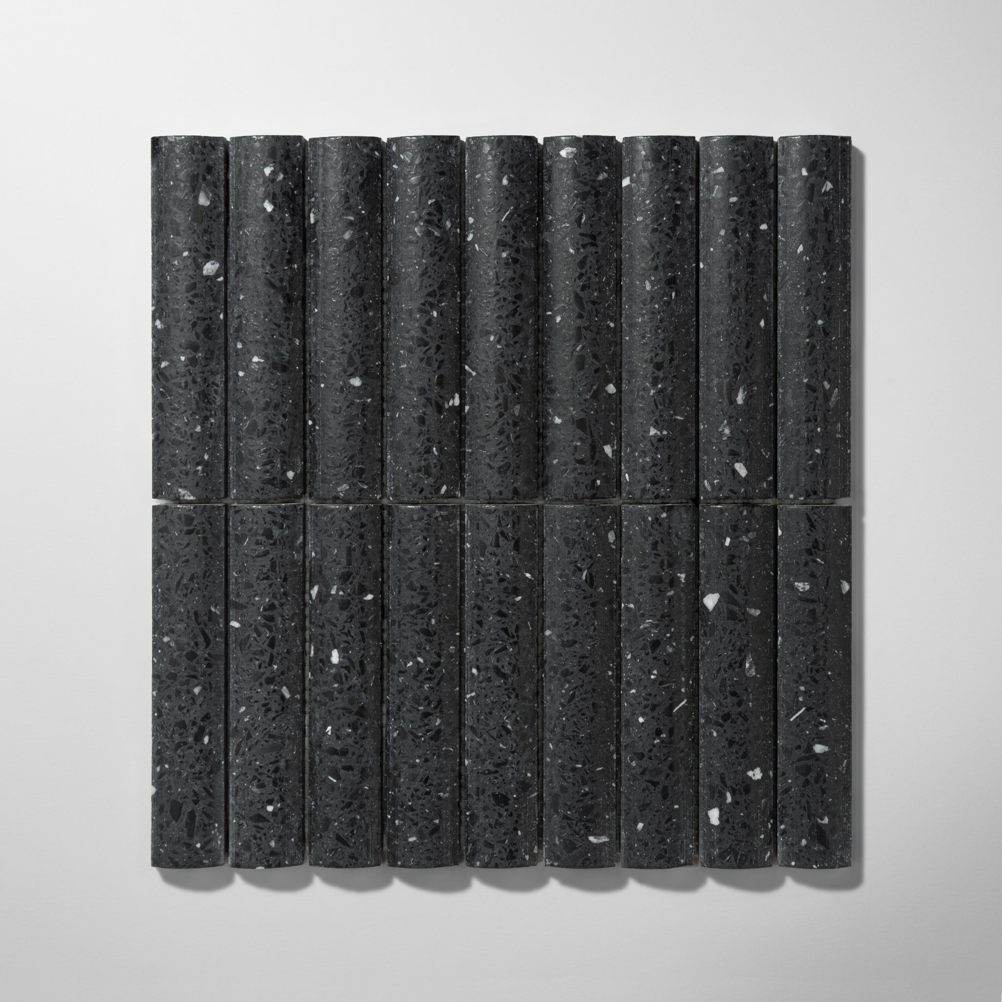 Fluted Volcano Black Terrazzo Mosaic Tile | Cemento Collection ...