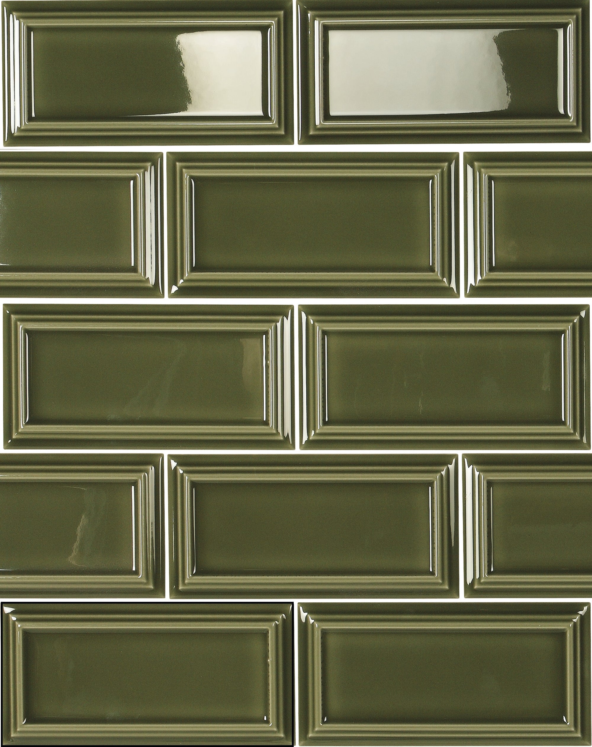 Victorian Olive Green Ceramic Tile - Cemento Collection