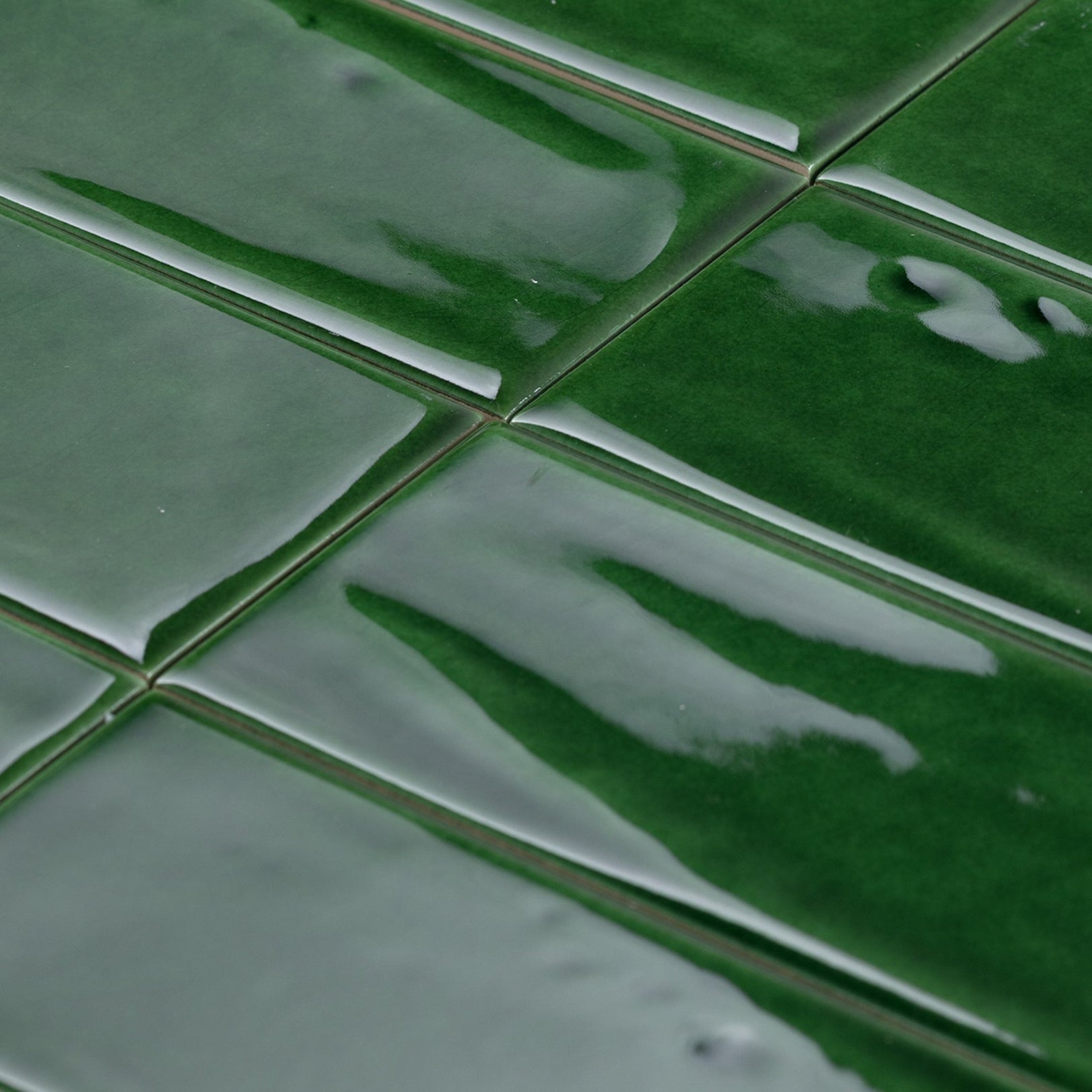 Handmade 3x8 Emerald Green Glossy Undulated Subway Tile | Cemento ...