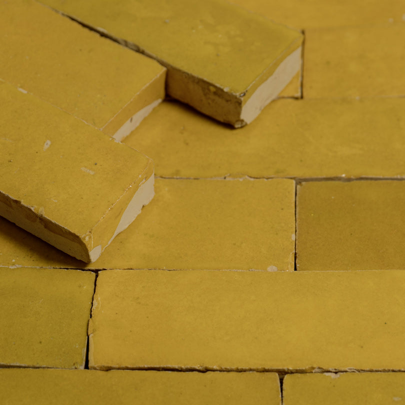 Citron Yellow Zellige Tile 2×6 — Handmade Moroccan Terracotta - Cemento ...