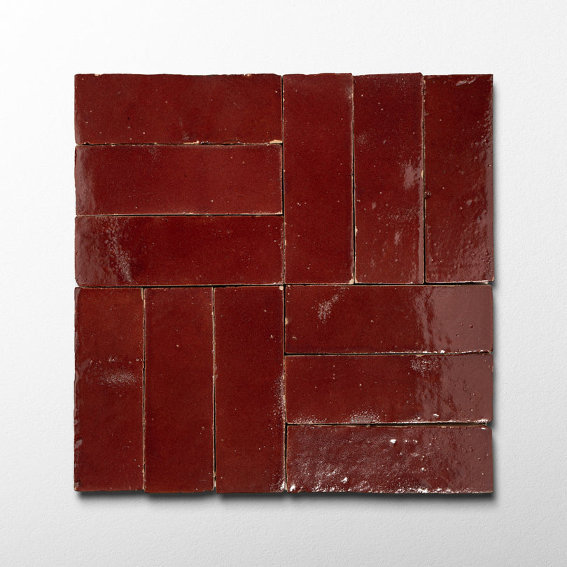 Handmade Moroccan Zellige 2x6 Cabernet Red Terracotta Tile | Cemento ...