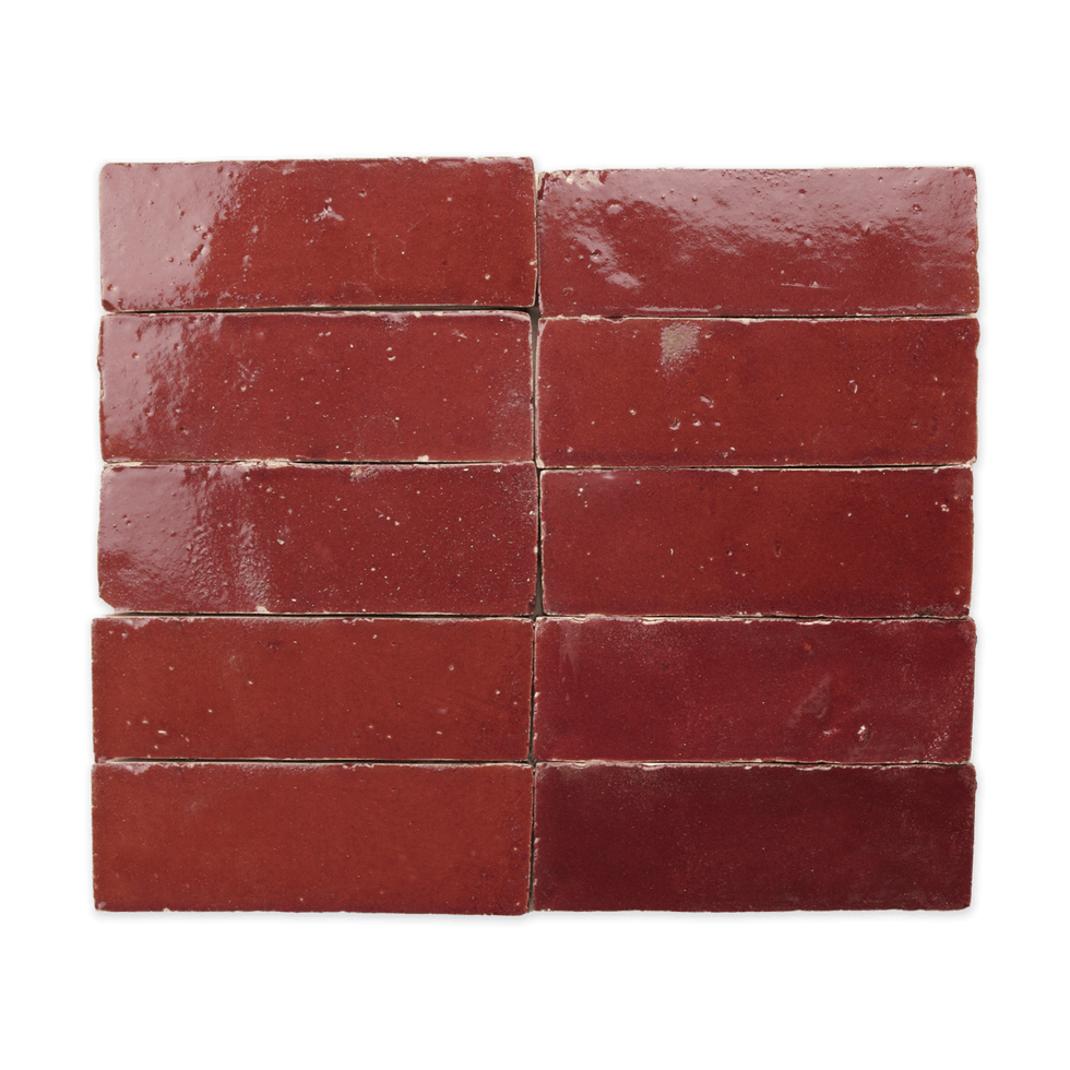 Handmade Moroccan Zellige 2x6 Cabernet Red Terracotta Tile - Cemento ...