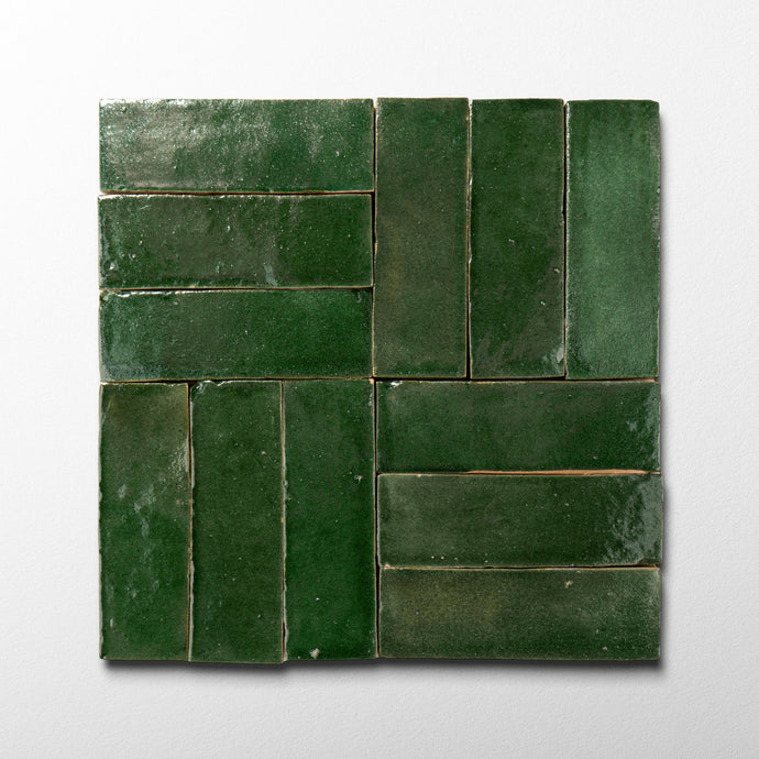 Emerald Green Zellige Tile 2×6 — Handmade Moroccan Terracotta - Cemento ...