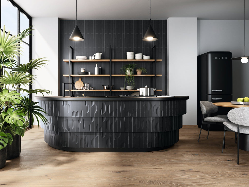 Hoop Wave 2.5x10 Phantom Black Ceramic Tile | Cemento Collection ...