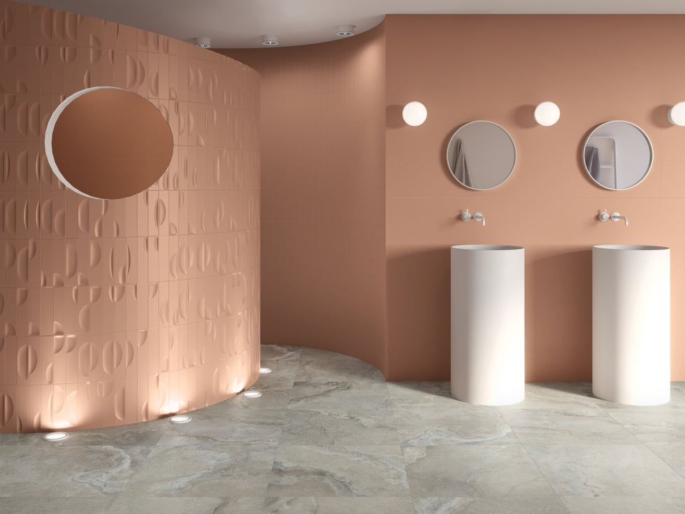 Hoop Wave 2.5x10 Clay Ceramic Tile | Cemento Collection - Cemento ...