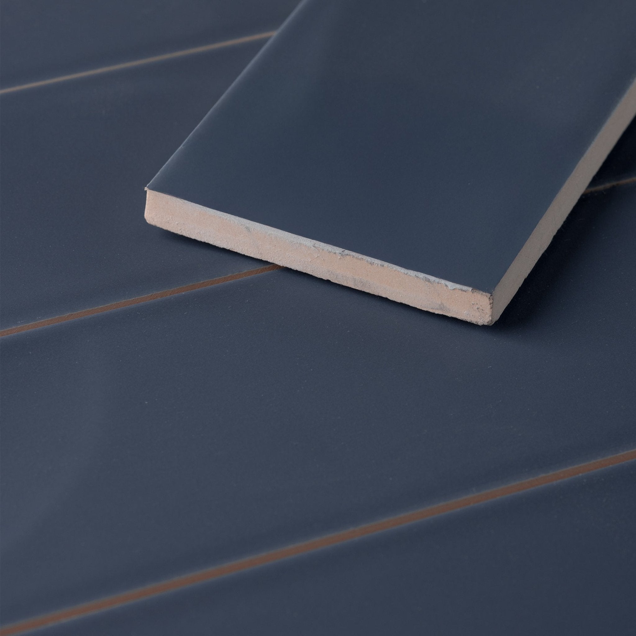Deep Blue Ceramic Tile 2.5x10 Wave - Cemento Collection
