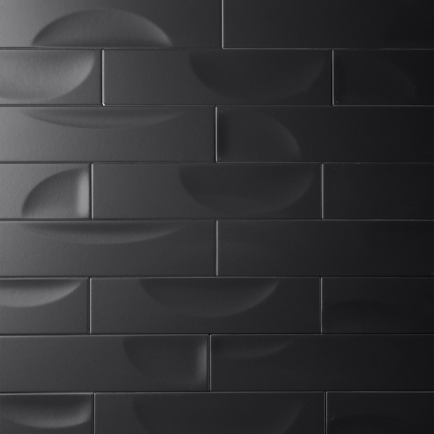 Black Ceramic Tile 2.5x10 Wave - Cemento Collection