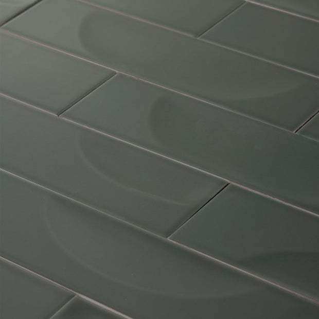 Green Ceramic Tile 2.5x10 Wave - Cemento Collection