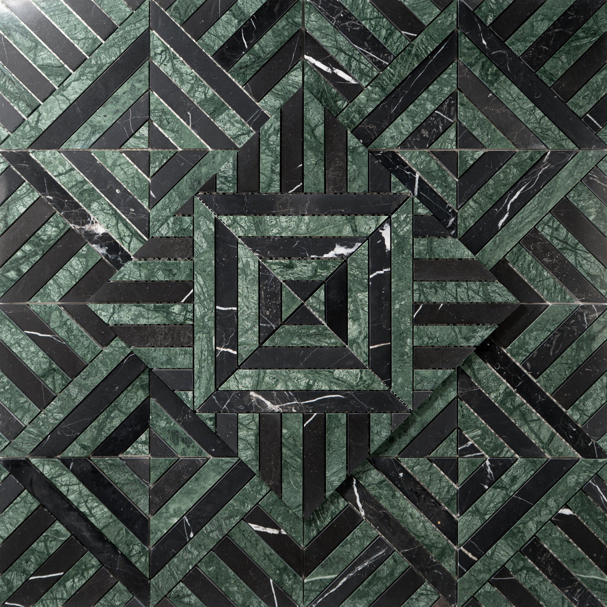 Horizon Verde Alpi and Nero Marquina Marble Polished Mosaic Tile ...