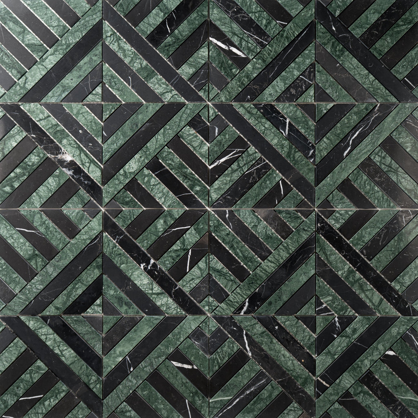 Horizon Verde Alpi and Nero Marquina Marble Polished Mosaic Tile ...
