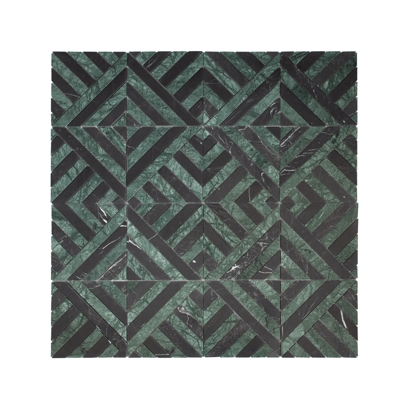 Horizon Verde Alpi and Nero Marquina Marble Polished Mosaic Tile ...